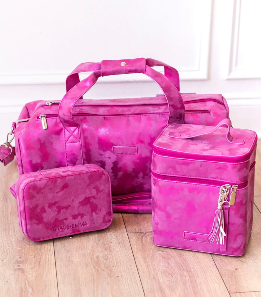 Roseate Opulence: The Hot Pink Leather Duo Vanity Case – Lex & Mae